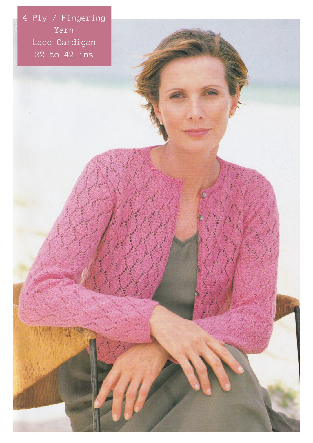 Ladies Cardigan Knitting Pattern Lace Lacy Eyelet Design 4 Ply ...
