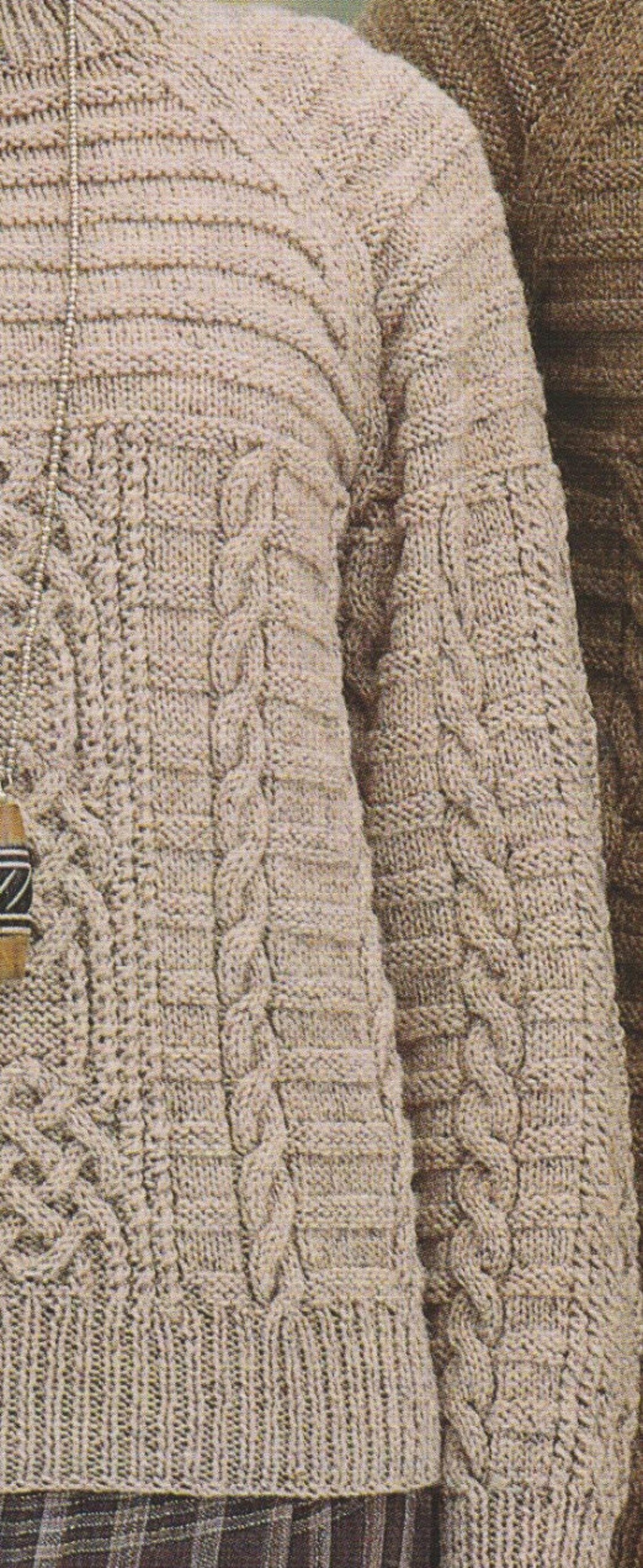 Cable Sweater Knitting Pattern for Men Ladies Cable Front Jumper DK ...