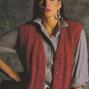 Ladies Waistcoat Knitting Pattern in DK / 8ply Yarn Womens Lacy ...