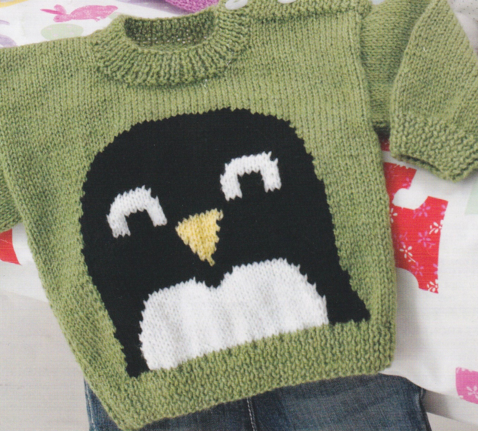 Baby Sweater Knitting Pattern Penguin Bird Childs Jumper & Plain ...