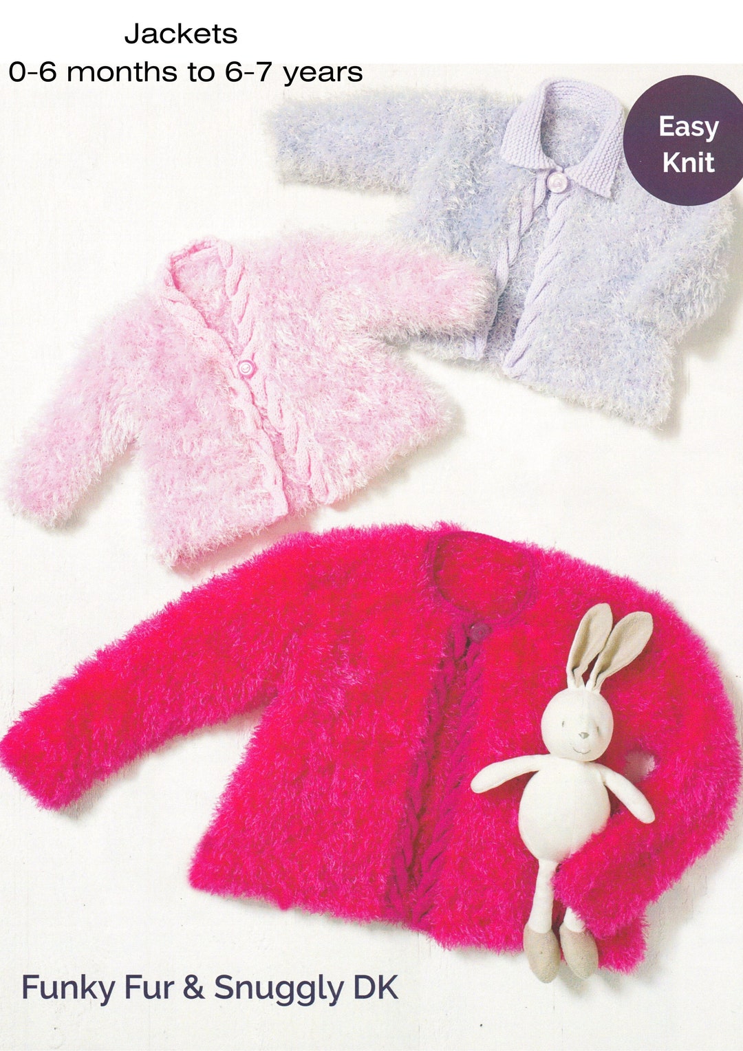 Girls & Baby Cardigan Knitting Pattern Funky Fur DK / 8 Ply Yarn 6 ...