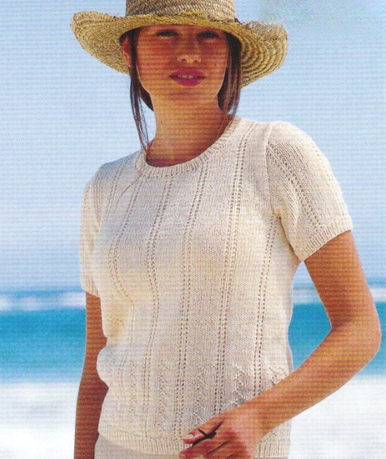 Ladies Summer Cardigan Knitting Pattern & Short Sleeved Top Womans ...