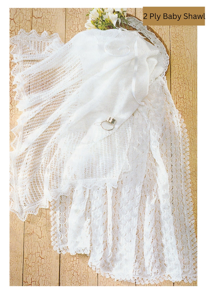 Baby Shawl Knitting Pattern Fine Baby Blanket 2 Ply Shawls Two Designs ...
