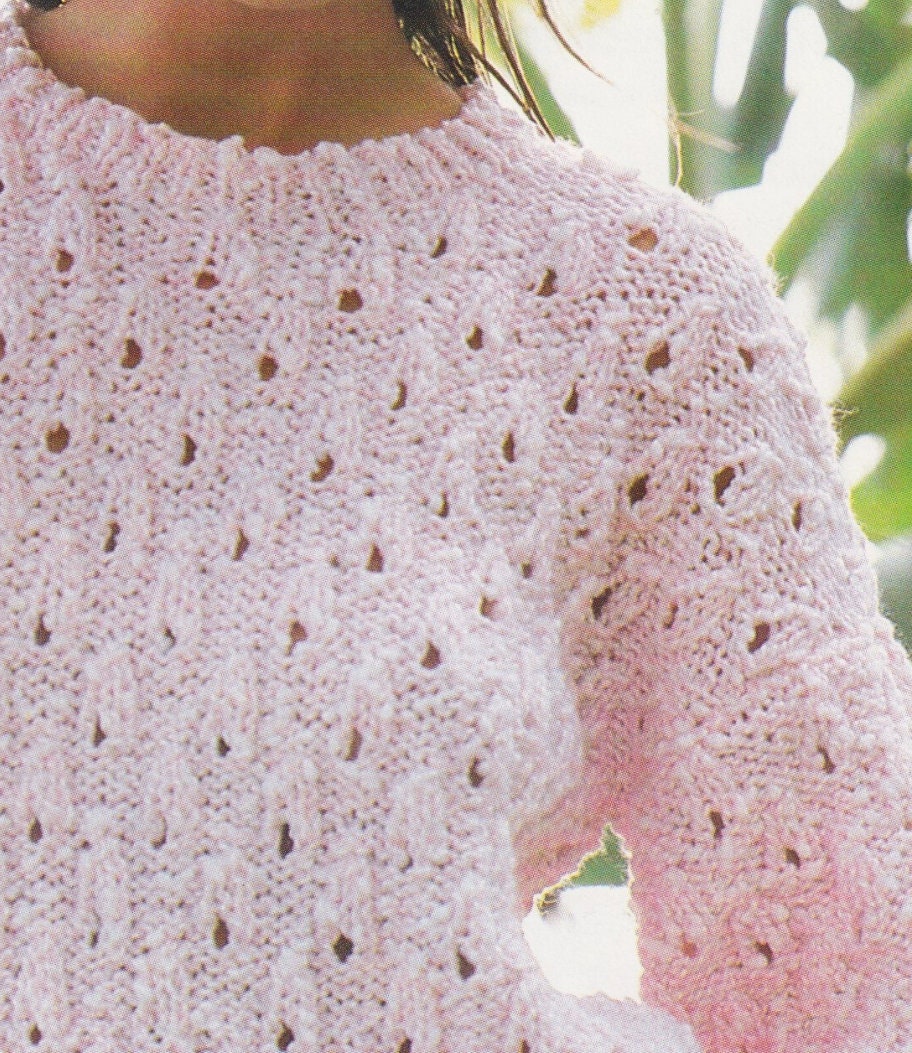 Ladies Eyelet Sweater Knitting Pattern Chunky / Bulky / 12 Ply Yarn ...