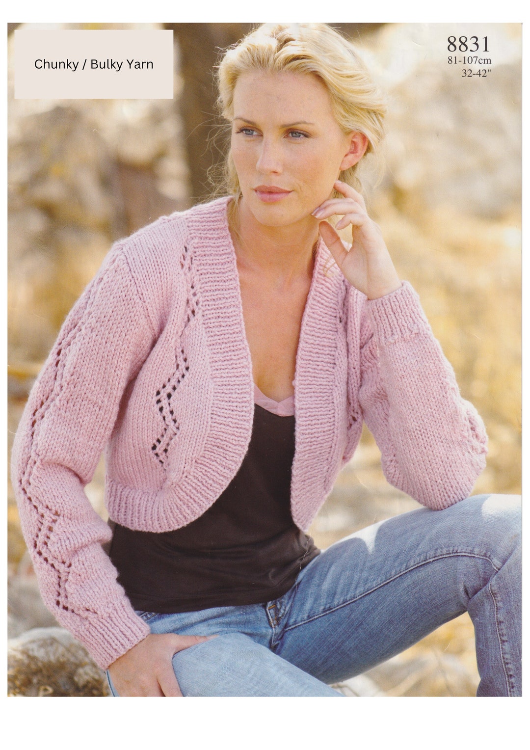 Ladies Short Cardigan Knitting Pattern Chunky / Bulky Yarn Womens ...