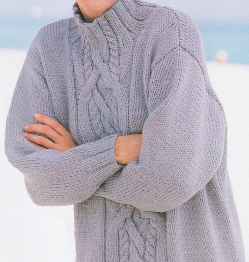 Ladies Sweater Knitting Pattern Turtleneck Roll Neck Chunky / Bulky ...