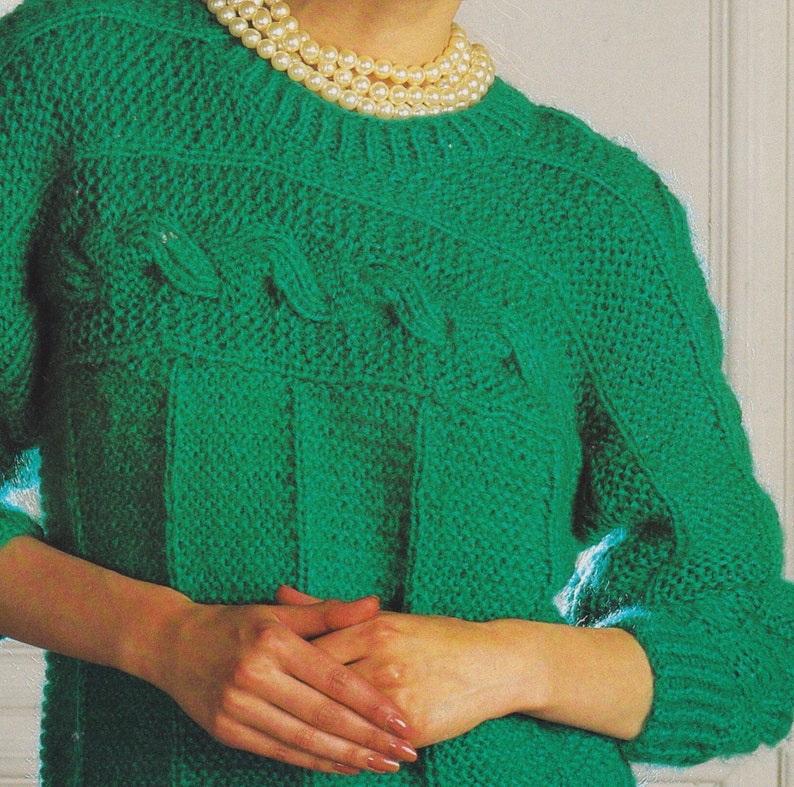 Ladies Chunky Sweater Knitting Pattern 12 Ply / Chunky / Bulky Yarn ...