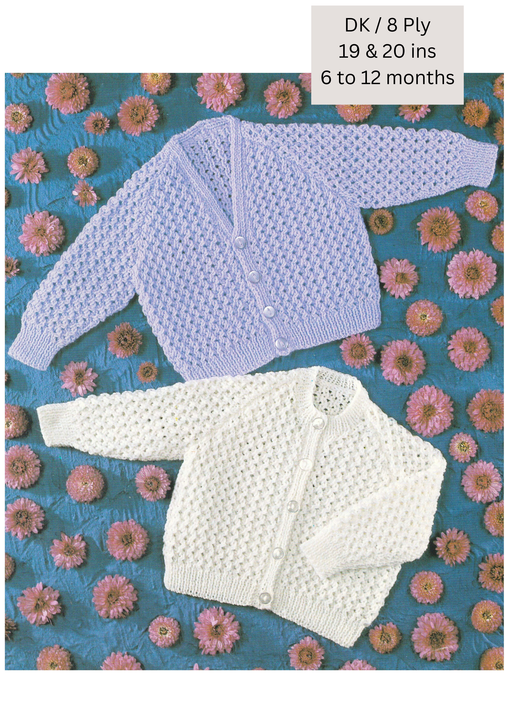 Baby Cardigan Knitting Pattern 8 Ply / DK Yarn Girls Lacy Cardigan 19 ...