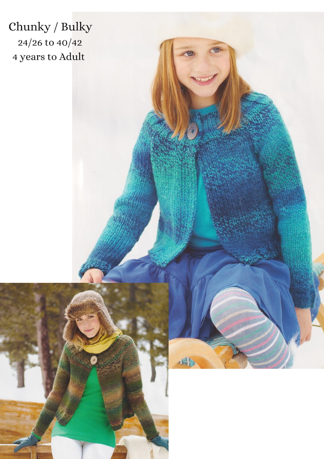 Girls & Ladies Cardigan Knitting Pattern Quick Knit Jacket in Chunky ...