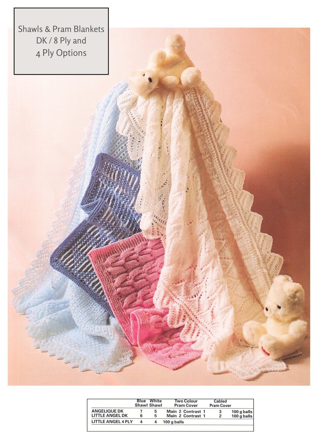 Baby Shawl & Pram Blanket Knitting Pattern Cot Cover PDF Pattern in Dk ...