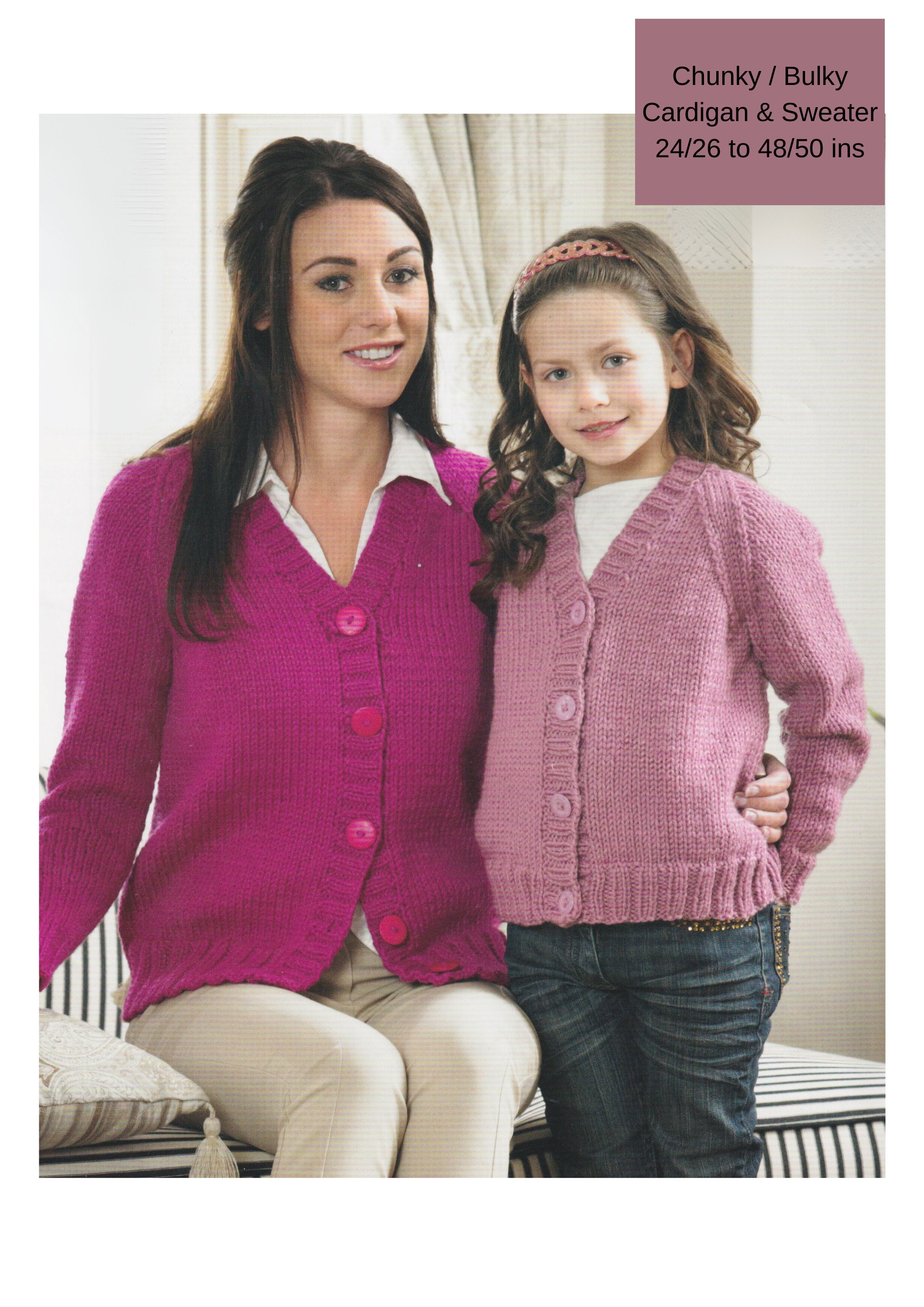 Chunky Knit Girls Cardigan & Sweater Knitting Pattern Boys, Mens ...