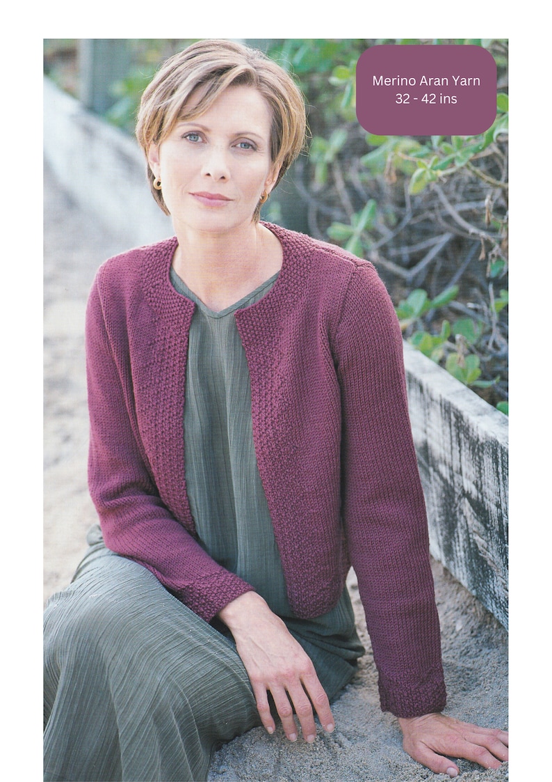Ladies Cardigan Knitting Pattern in Aran / Worsted Yarn Merino Aran ...