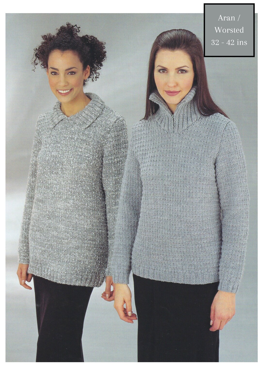 Womens Sweater Knitting Pattern Ladies Jumper Aran / Worsted Yarn ...