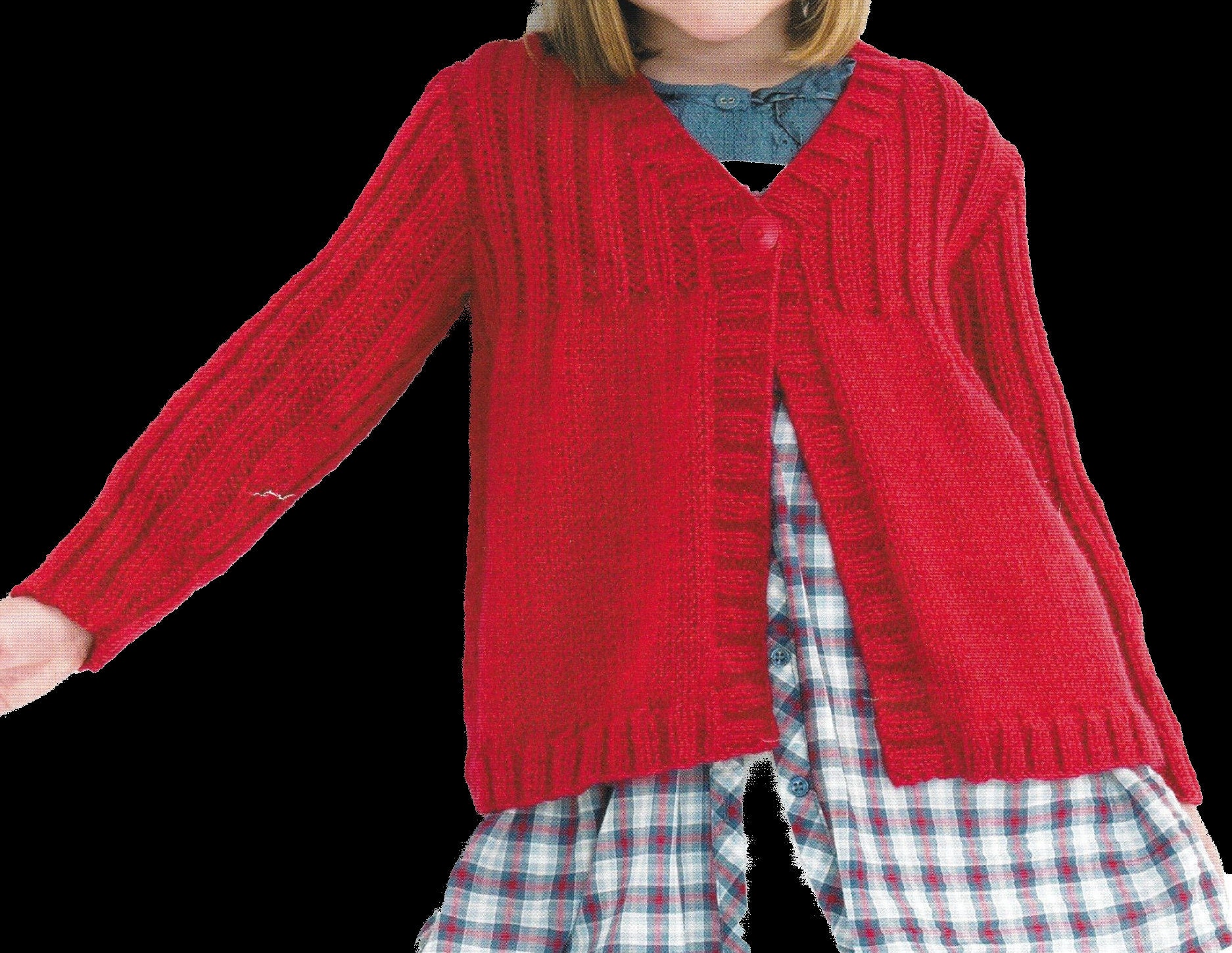 Girl's Cardigan Knitting Pattern Long and Short Sleeved Single Button ...