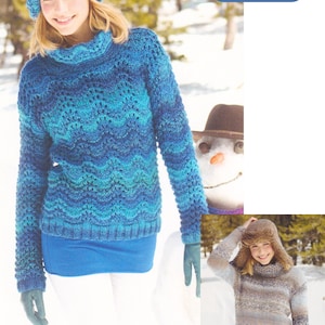 Ladies Chunky Sweater Knitting Pattern Turtleneck Bulky Yarn Womens ...