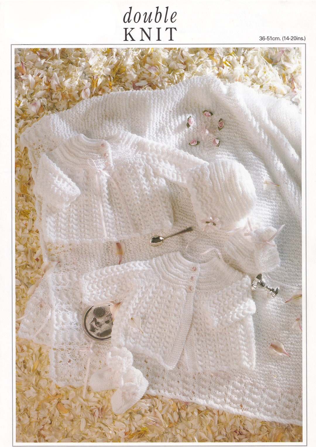 Baby Matinee Jacket Knitting Pattern DK Yarn Angel Top, Shawl, Bonnet ...