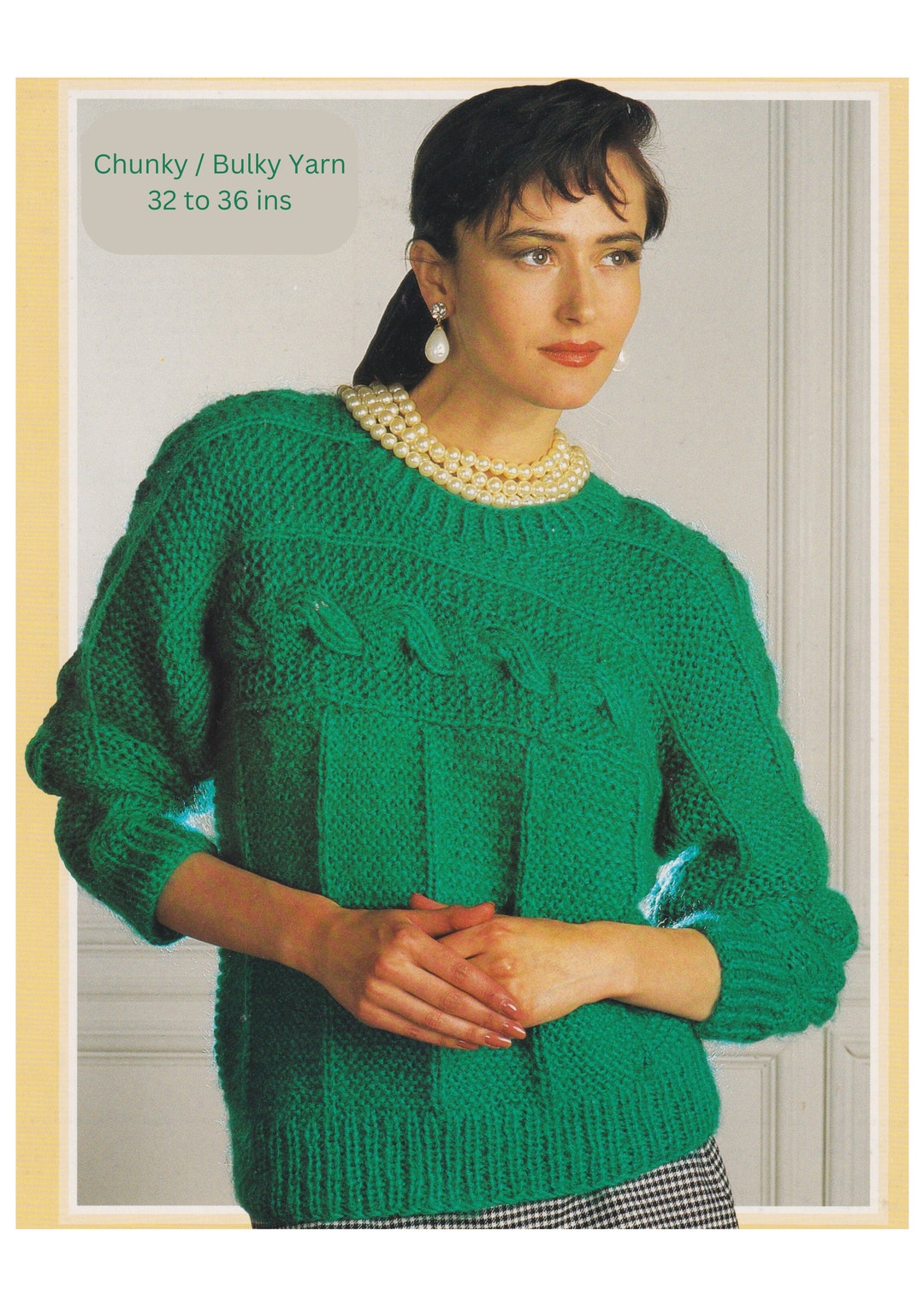 Ladies Chunky Sweater Knitting Pattern 12 Ply / Chunky / Bulky Yarn ...