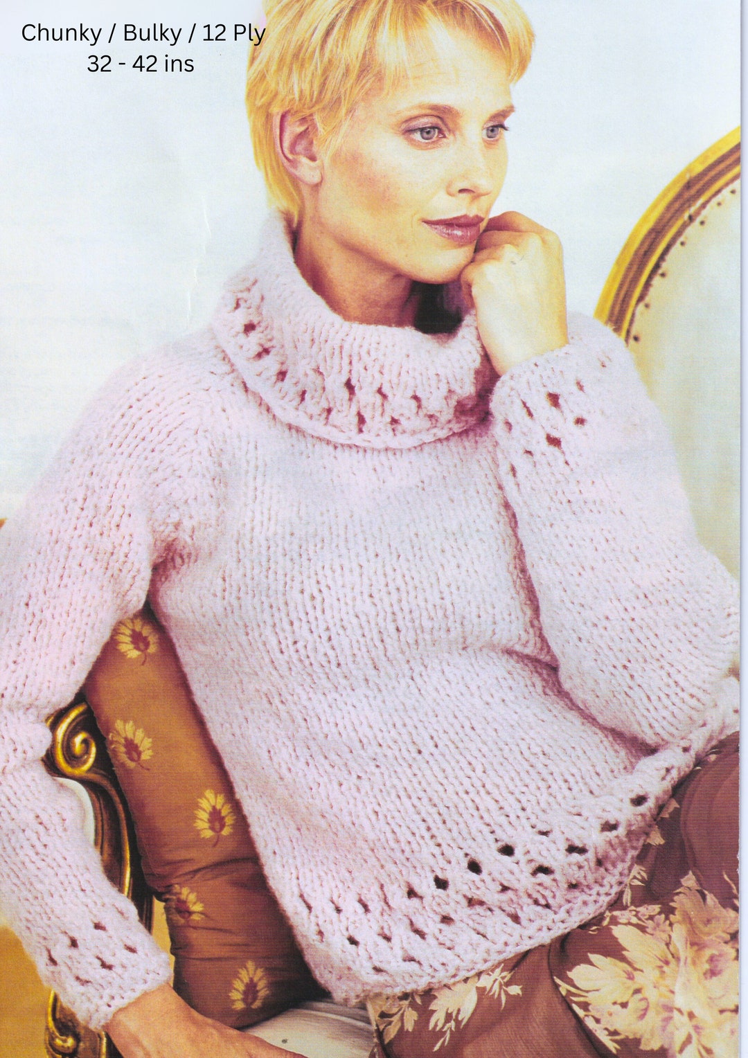Womens Chunky Sweater Knitting Pattern Chunky / Bulky / 12 Ply Yarn ...