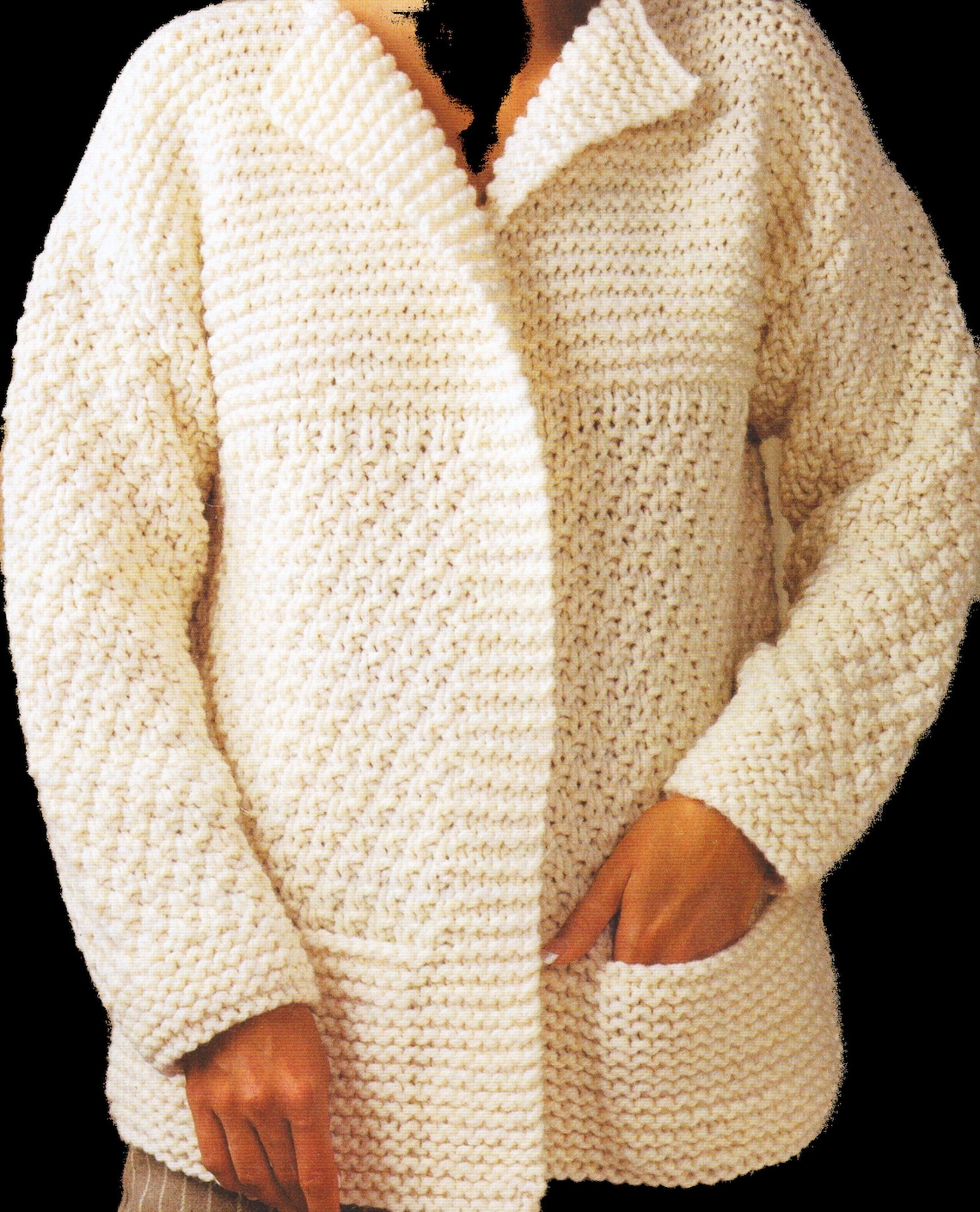 Womens Cardigan Knitting Pattern Chunky Yarn Ladies Jacket PDF Pattern ...