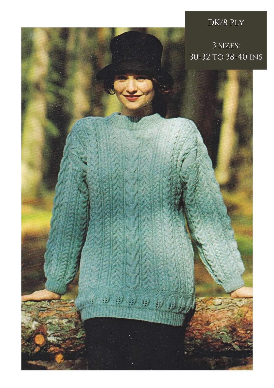Ladies Sweater Knitting Pattern DK / 8ply Detailed Leaf Design Womens ...