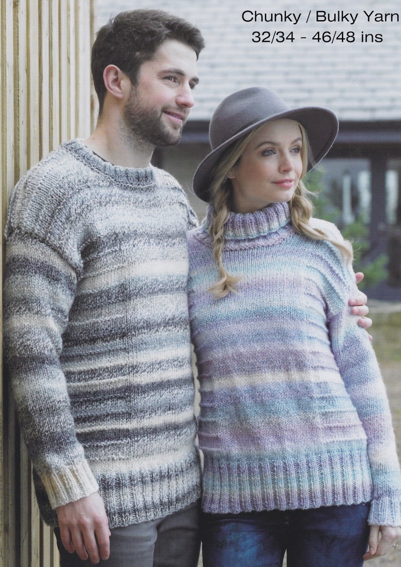 Chunky Sweater Knitting Pattern Turtle Neck & Round Neck - Etsy