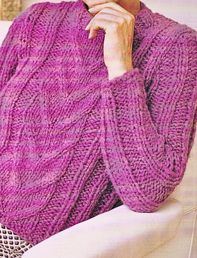 Womens Chunky Sweater Knitting Pattern Chunky / Bulky Yarn Ladies Short ...