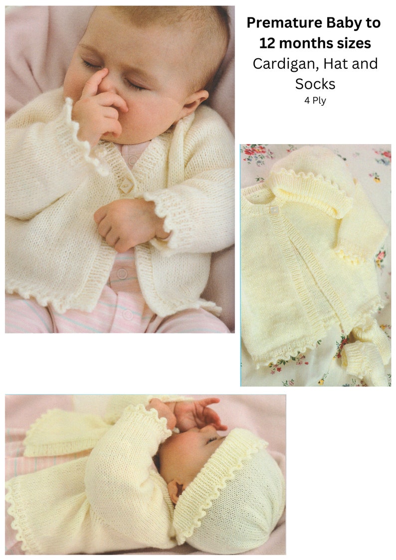 Premature Baby Knitting Pattern Early Baby 4 Ply / Fingering / Fine ...