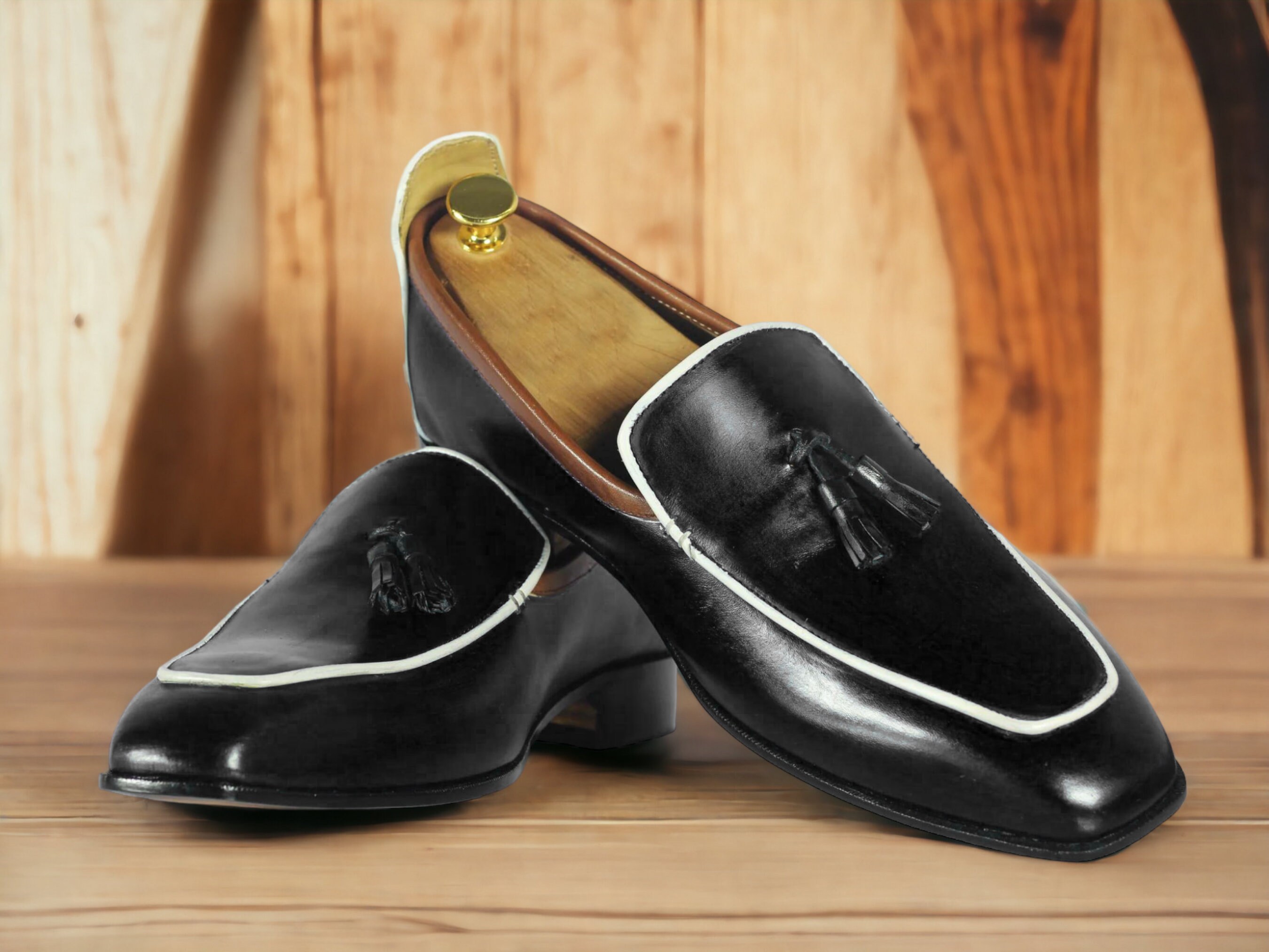 Handmade Men's Blue Leather Loafer Shoes Tassel Stylish Designer Red ...