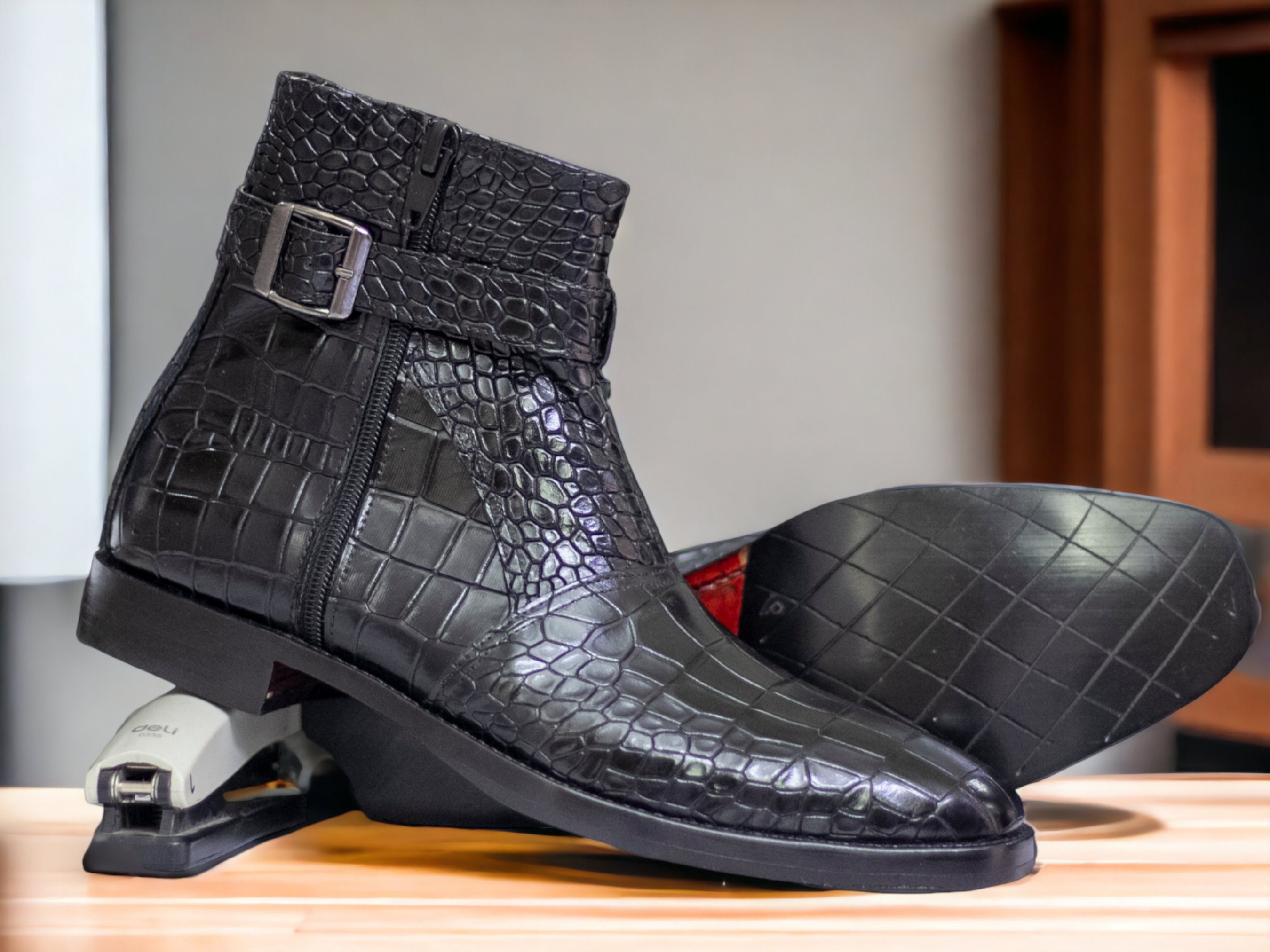 Handmade Men's Black Alligator Leather Boots FASHION Designer BOOT ...