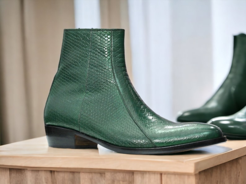 Handmade Men's Black Python Leather Boots FASHION Designer BOOT Stylish ...