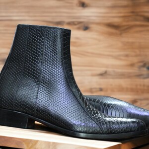 Handmade Men's Black Python Leather Boots FASHION - Etsy