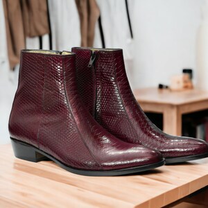 Handmade Men's Black Python Leather Boots FASHION Designer BOOT Stylish ...