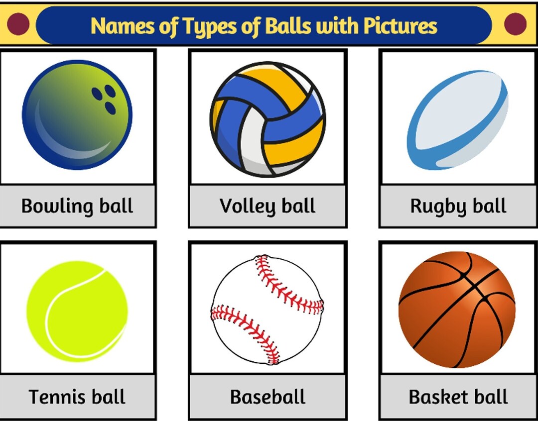 Nombres de tipos de pelotas con imágenes para aprendizaje - Etsy España