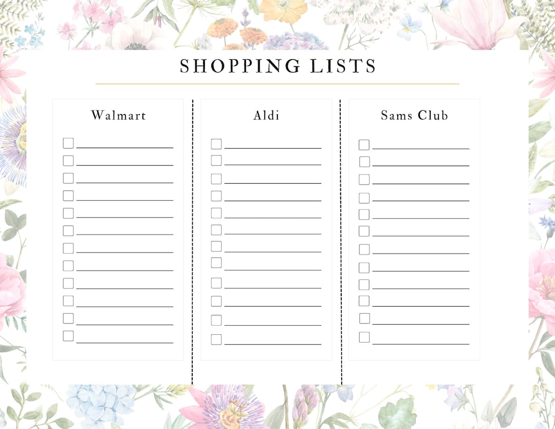Shopping Lists for 3 Stores, Multiple Store Shopping Lists, Grocery ...