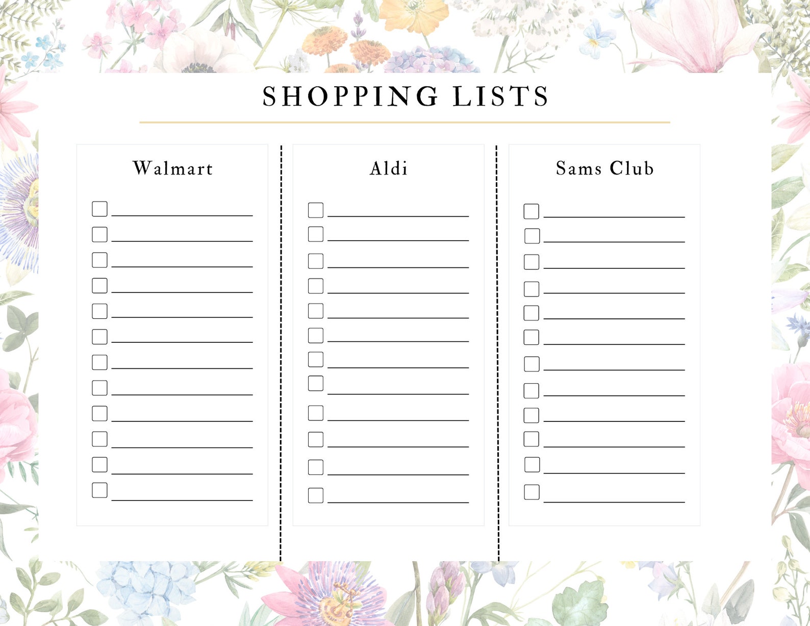 Shopping Lists for 3 Stores, Multiple Store Shopping Lists, Grocery ...