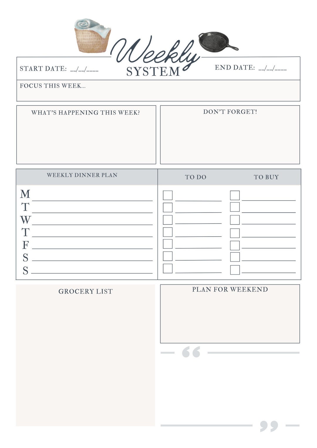 Homemaking Daily / Weekly System Package, Daily Checklist, Weekly ...