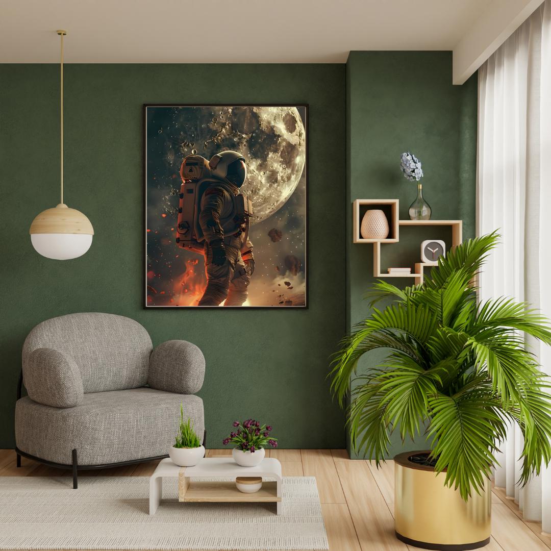 Astronaut Canvas Wall Art, Sci-fi Space Poster, Moon Exploration Print ...