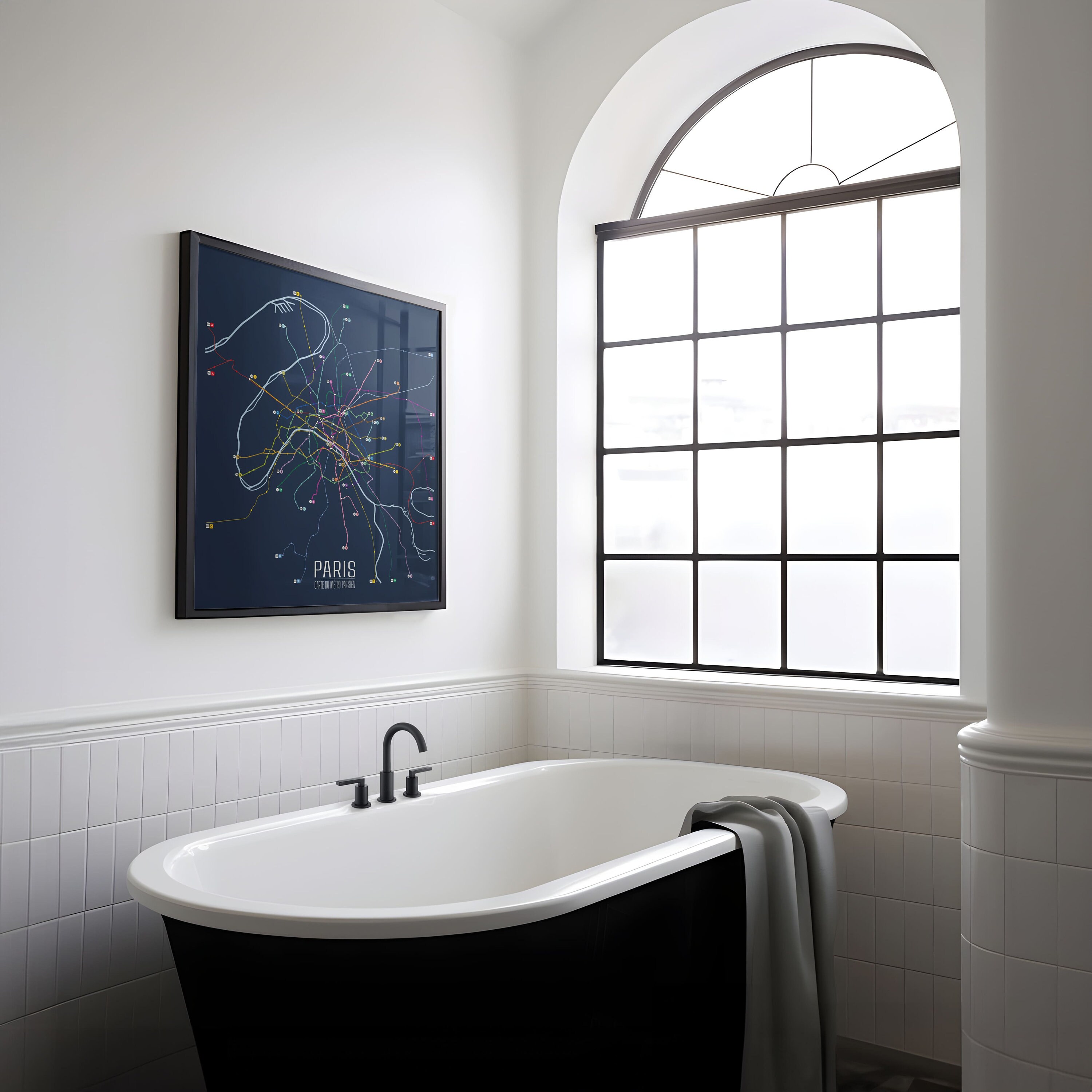 Paris Metro Map Poster, Paris Metropolitan Map City Print, Metro Lines ...