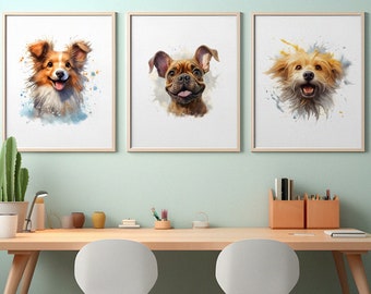 Watercolor Puppies Poster Charming and Playful Puppies Art - Etsy