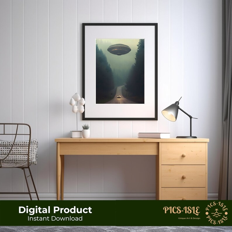 UFO Printable Wall Art Ufos Art With Custom Text Set 1 of 8 - Etsy