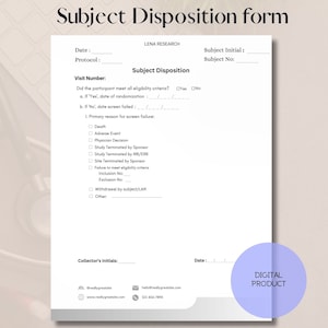 Clinical Research Source Document Template- Printable Medical Study ...