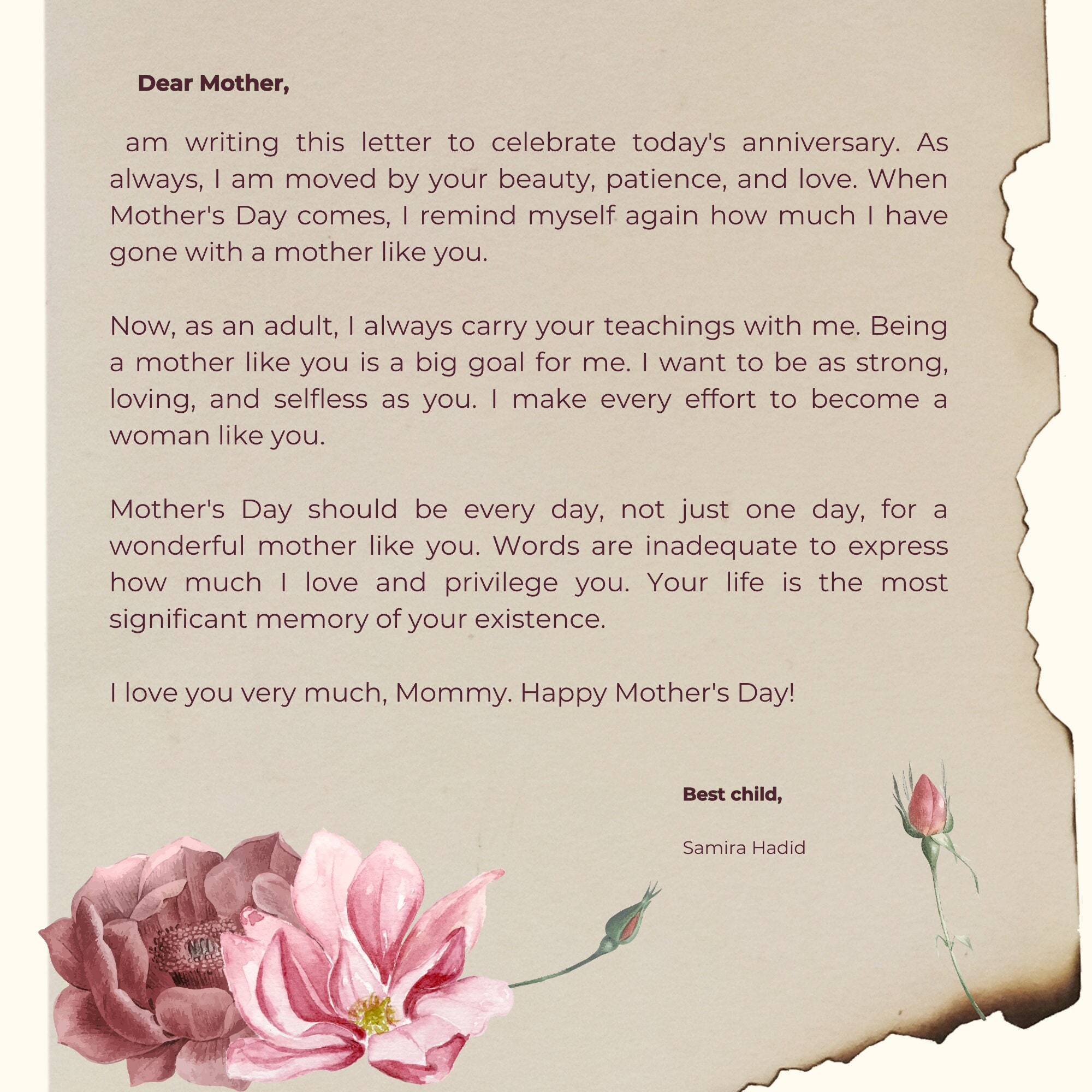Printable Letter, Mothers Day, Mothers Day Gift, Gift, Letters, PDF ...