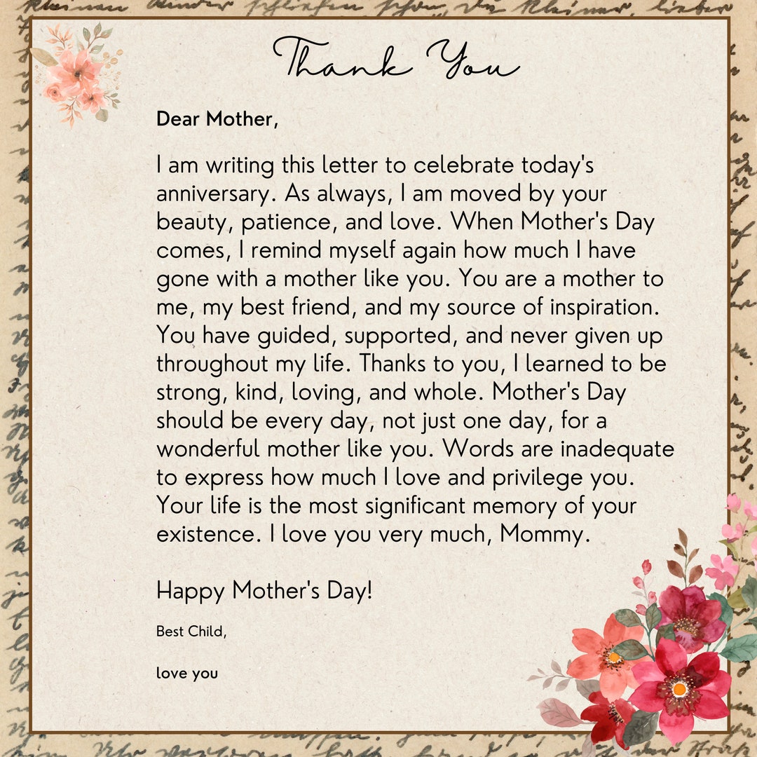 Printable Letter, Mothers Day Gift, Vintage Letter - Etsy