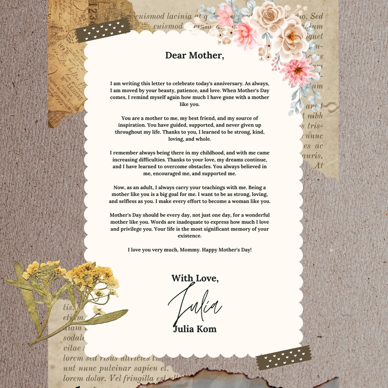 Printable Letter, Mothers Day, Letters, Letter, Printable, Gift, Mother ...