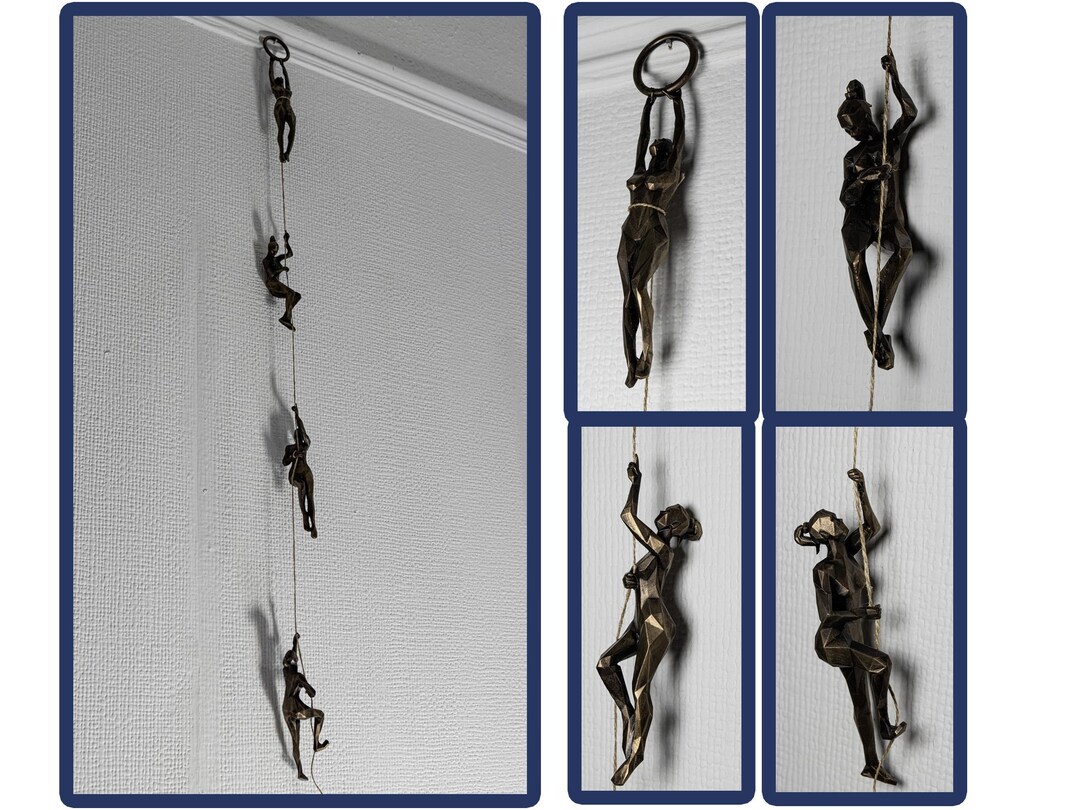 Female Rock Climber Ring Hanging Statue Rock Climbers Wall Art Ornament ...