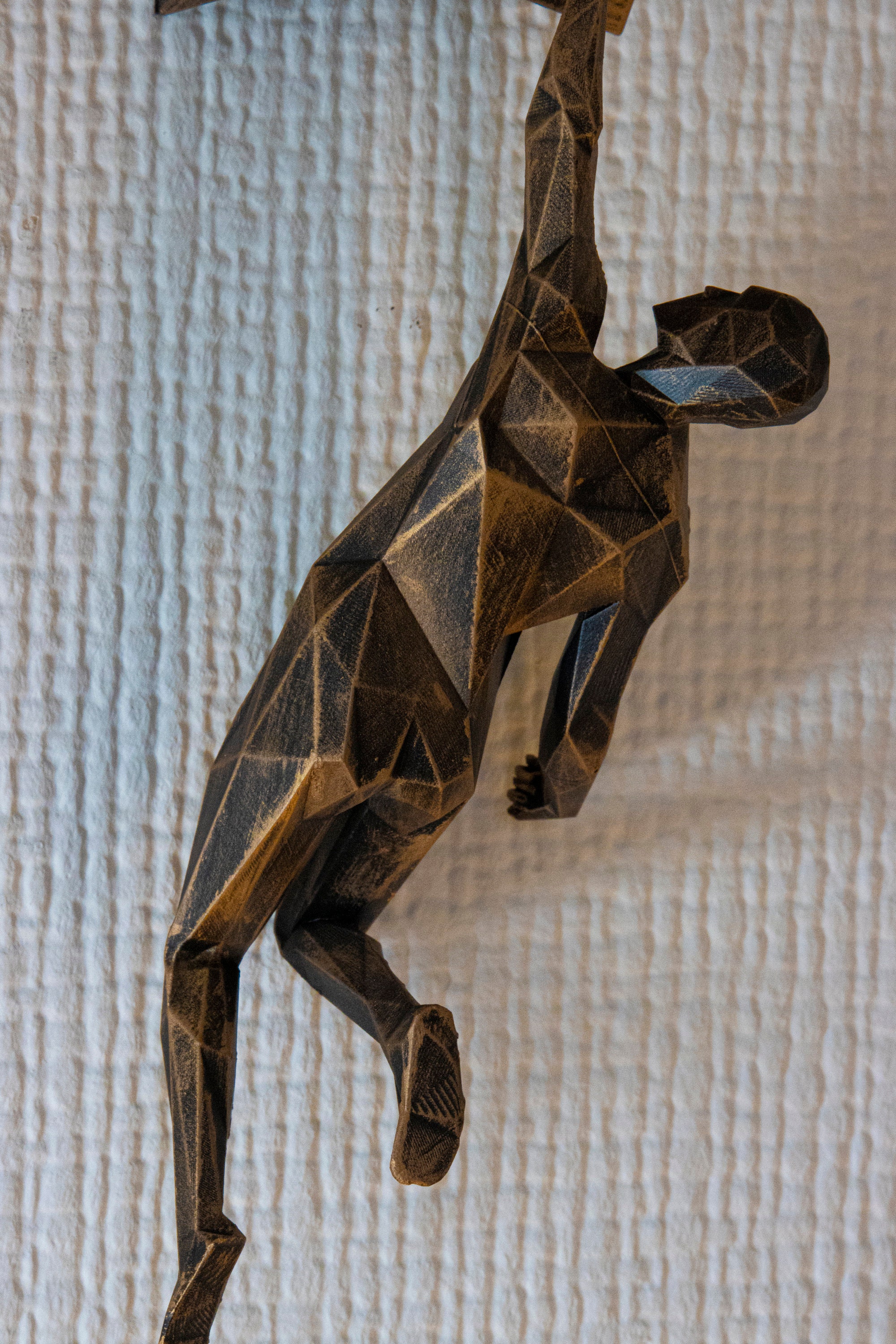 Climbing Duo Hanging on Rock Figures 2 Figures Wall Hanging Statues ...