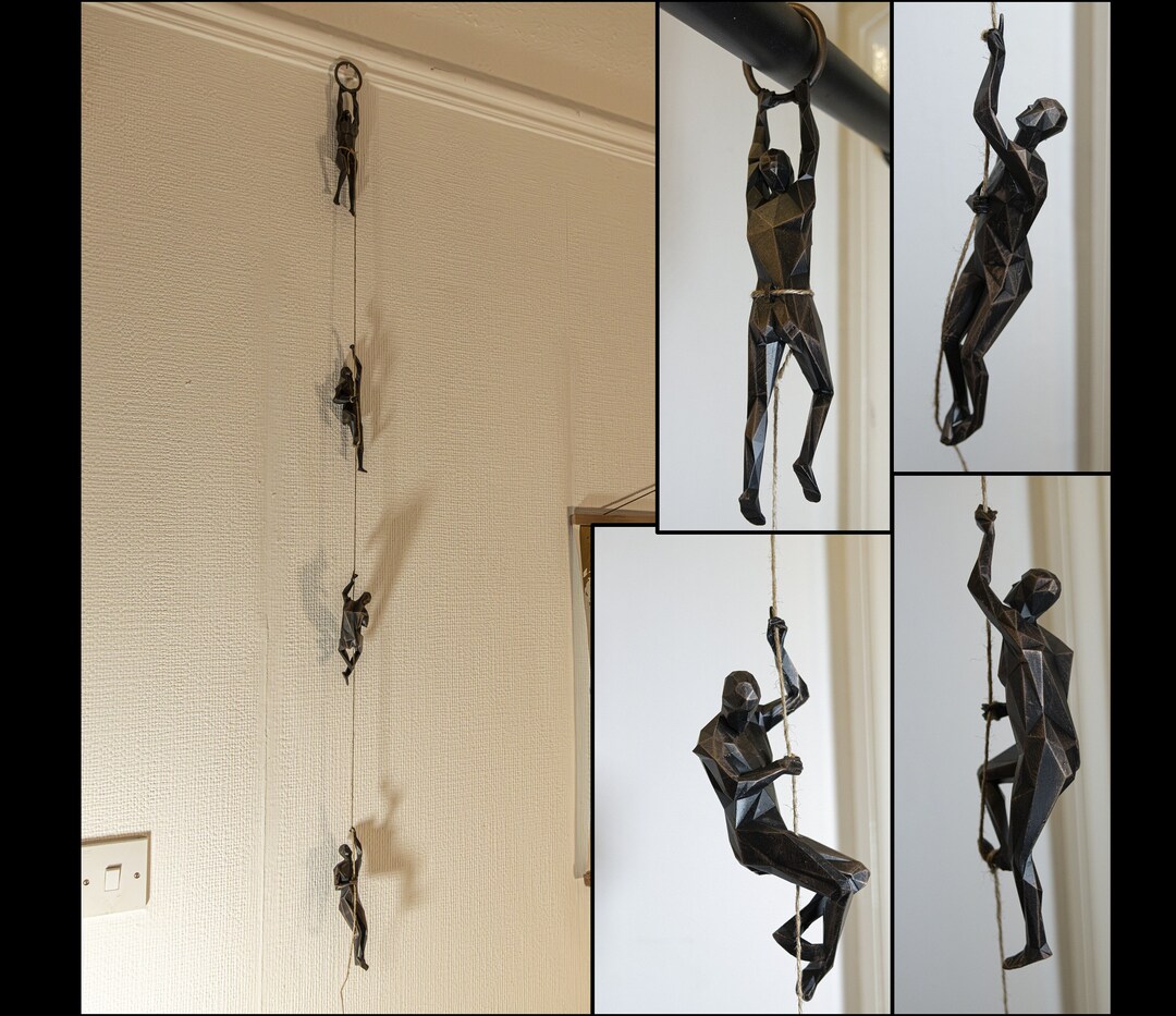 Rope Climbing Figures Hanging Bronze, Copper, Gold, Gun Metal Effect ...