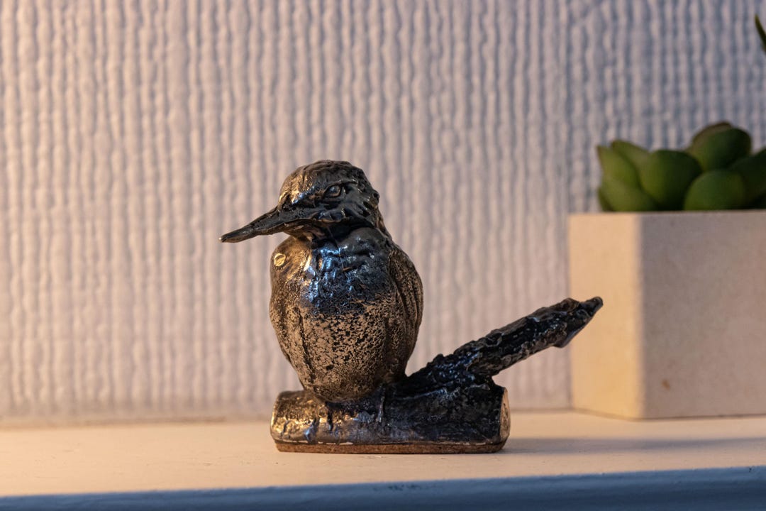 Pewter Kingfisher Bird Sculpture, Desk Weight, Statue, - Etsy