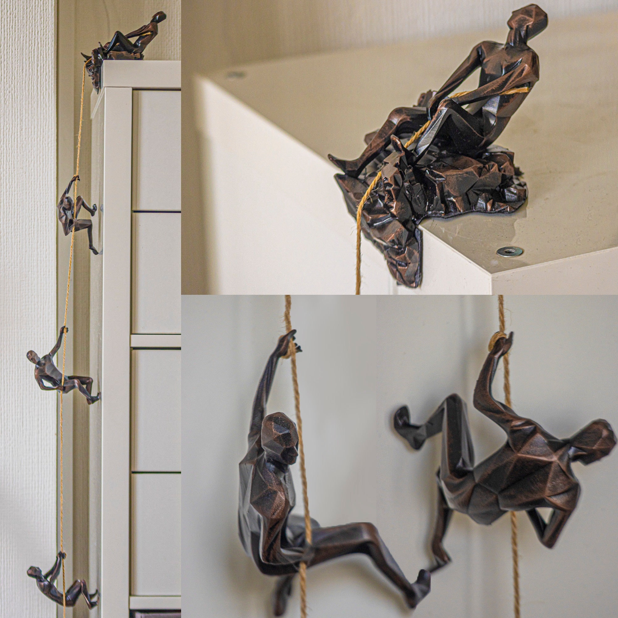 Climbing Figures Wall Art Bronze, Copper, Gold, Gun Metal Effect ...