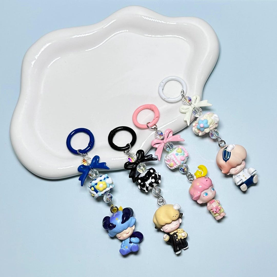 Dimoo Pop Bean Hand Painted Bead Keychain | Bag Charm | Phone Charm ...